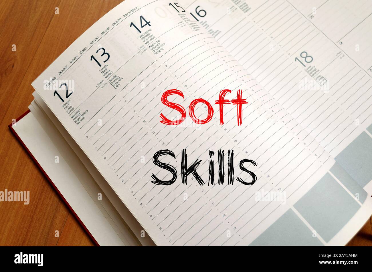 Soft skills write on notebook Stock Photo - Alamy