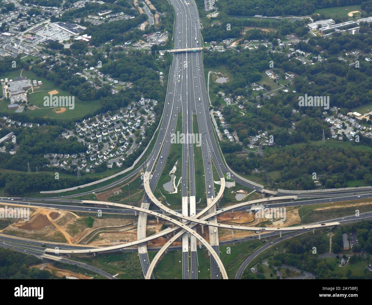 Baltimore, Maryland- September 2017: Aerial view of major highways in ...