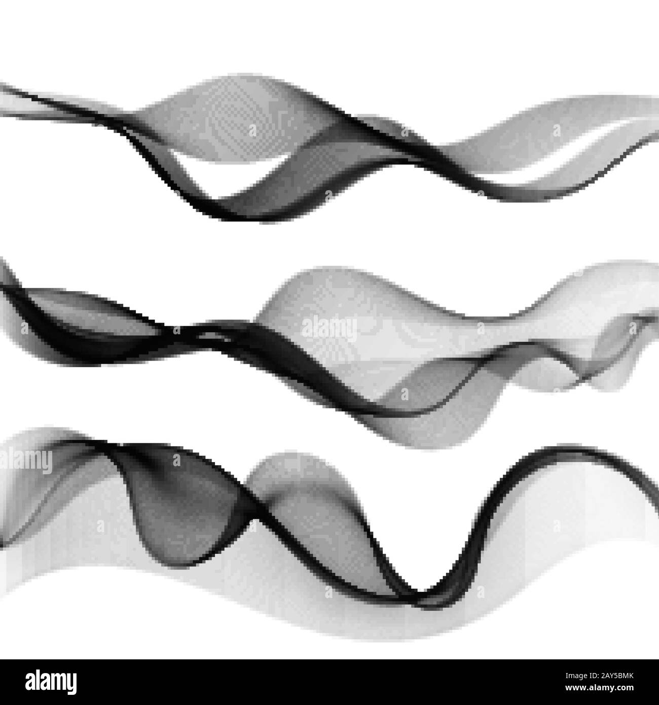 set of abstract lines with grey waves with gray bands isolated on white ...