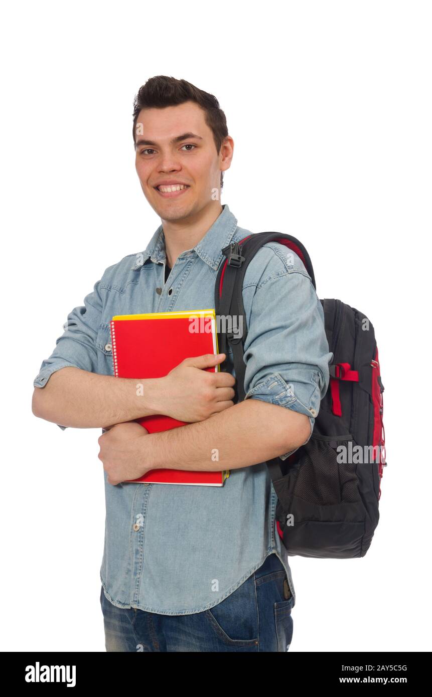 Young student isolated on white Stock Photo - Alamy