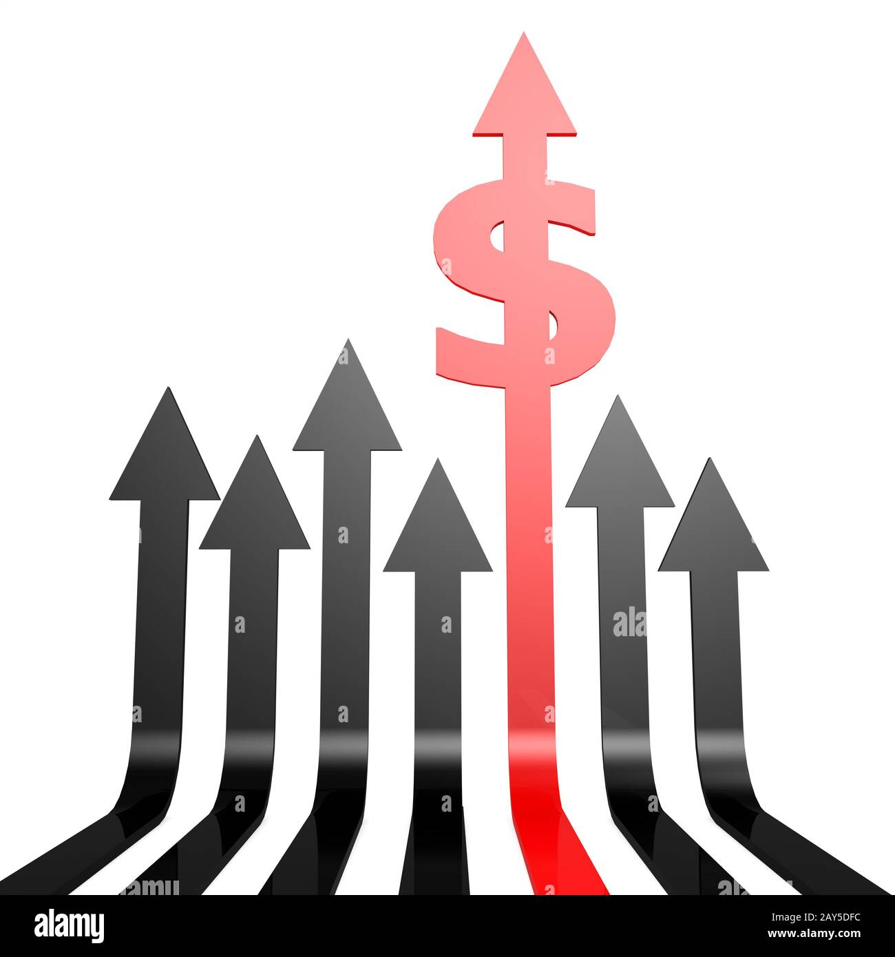 Red dollar sign on the arrow Stock Photo - Alamy