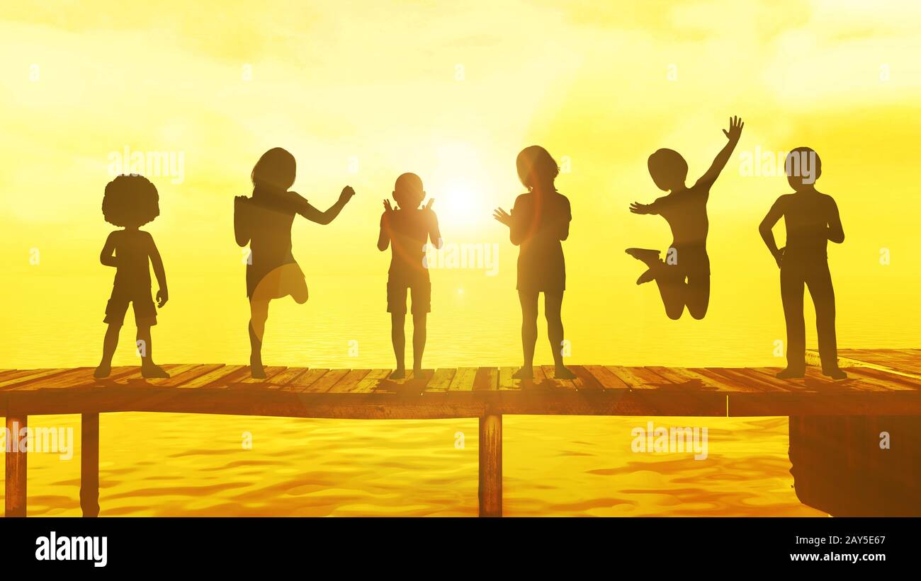 Kids Playing in the Summertime Stock Photo - Alamy