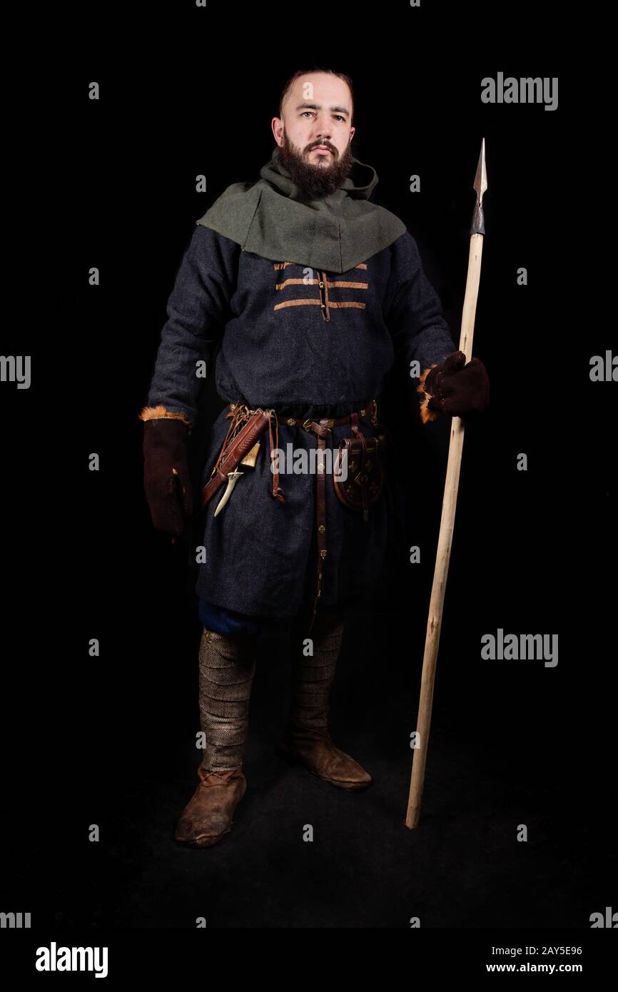 medieval slavic man holds a spear Stock Photo - Alamy