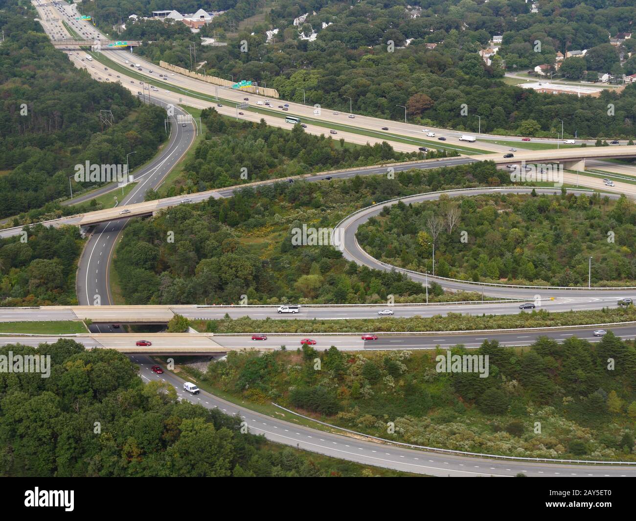 Baltimore, Maryland- September 2017: Aerial view of roads and highways ...