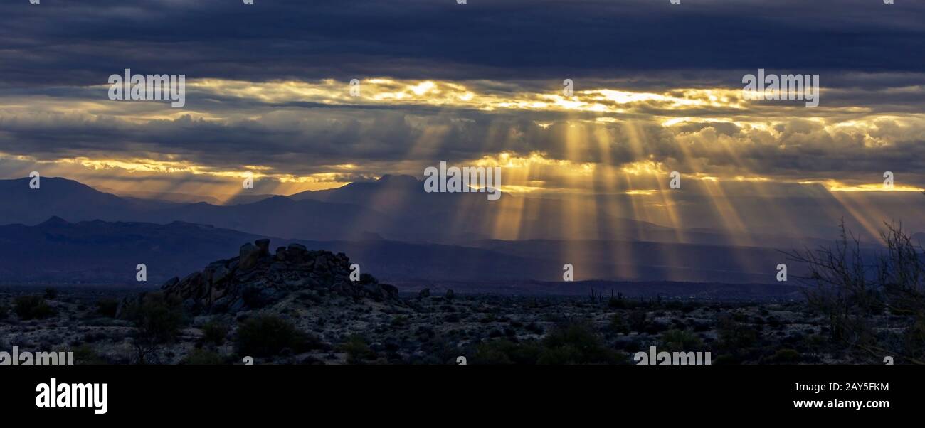 Stunning Sun Rays in the morning sky Over The Arizona Desert near ...