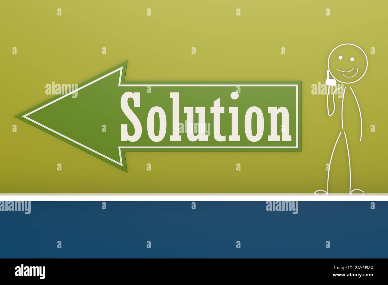 Puppet with arrow and word solution Stock Photo - Alamy