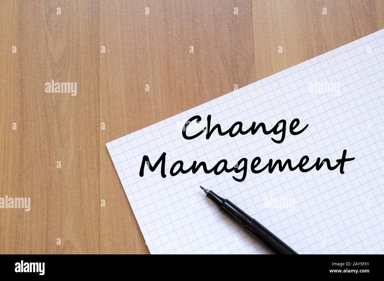 Change management write on notebook Stock Photo - Alamy