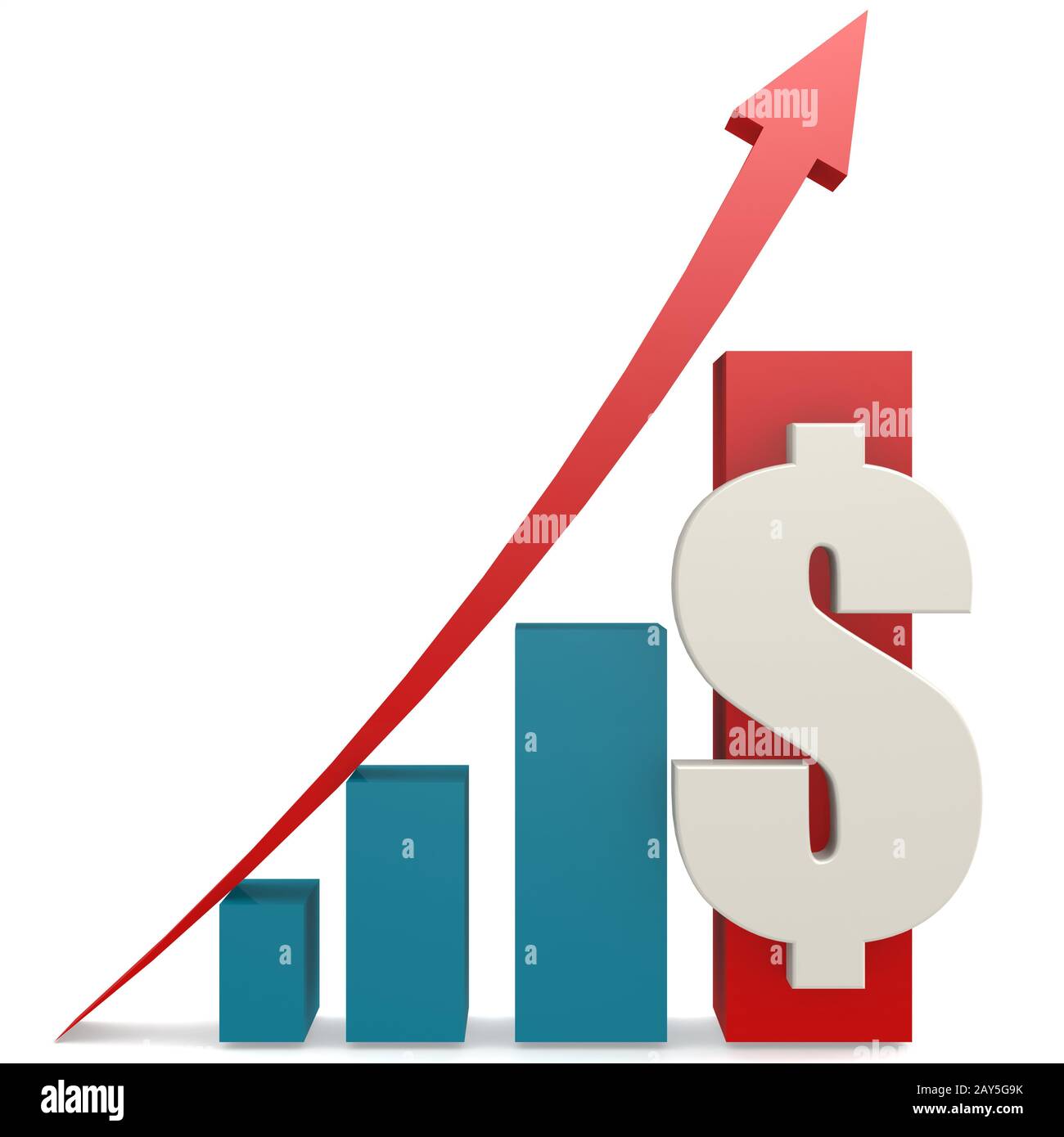 Red upward arrow with dollar sign Stock Photo - Alamy