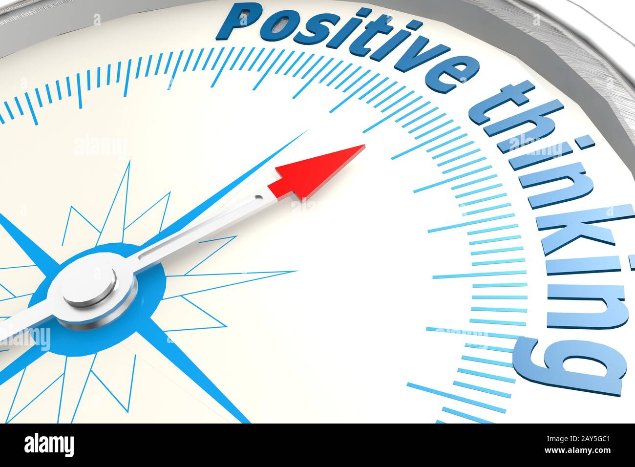 Positive thinking on white compass Stock Photo - Alamy