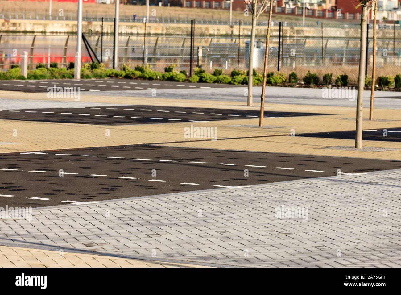 Parking bays in empty car park Stock Photo - Alamy