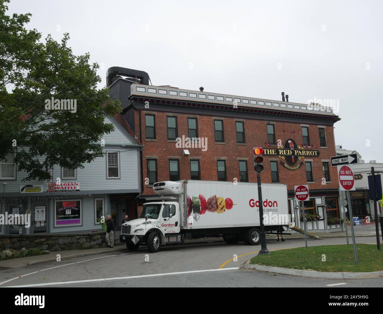 Newport, Rhode Island-September 2017: Side view of the Red Parrot, an ...