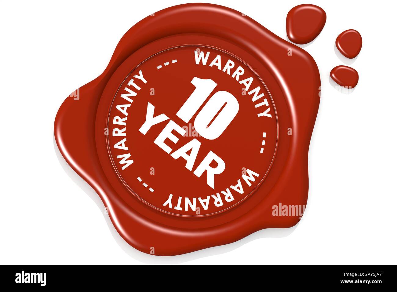 Ten year warranty seal isolated on white background Stock Photo - Alamy