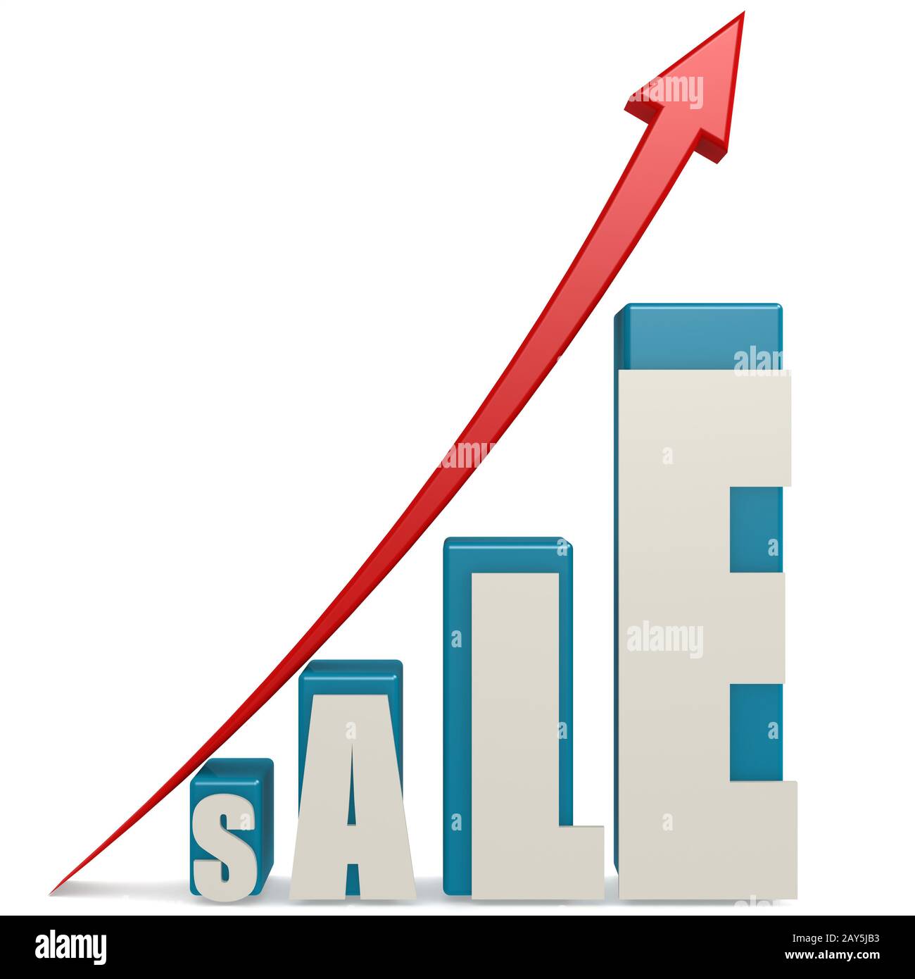 Red arrow and sale blue bar chart Stock Photo - Alamy