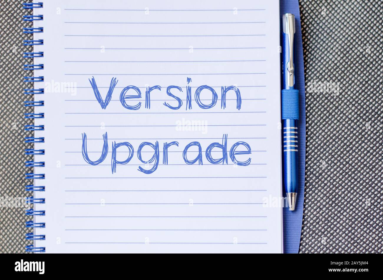 Version upgrade write on notebook Stock Photo - Alamy