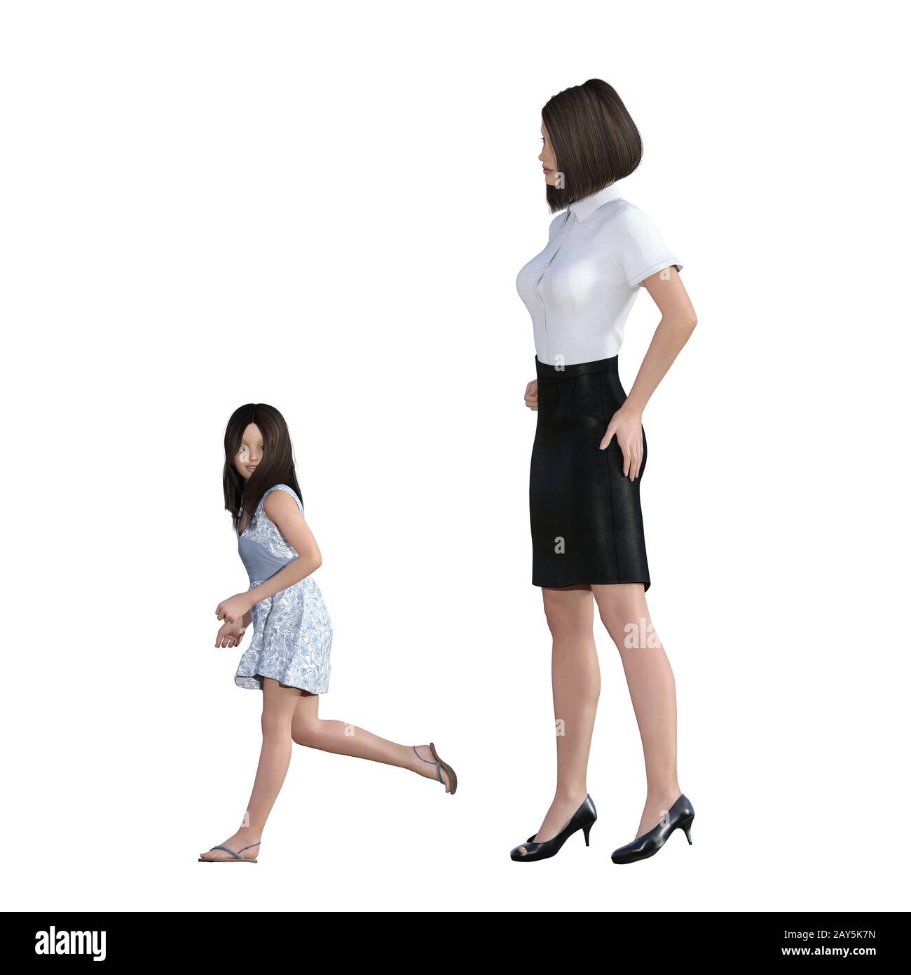 Mother Daughter Interaction of Girl in Trouble Running Stock Photo - Alamy