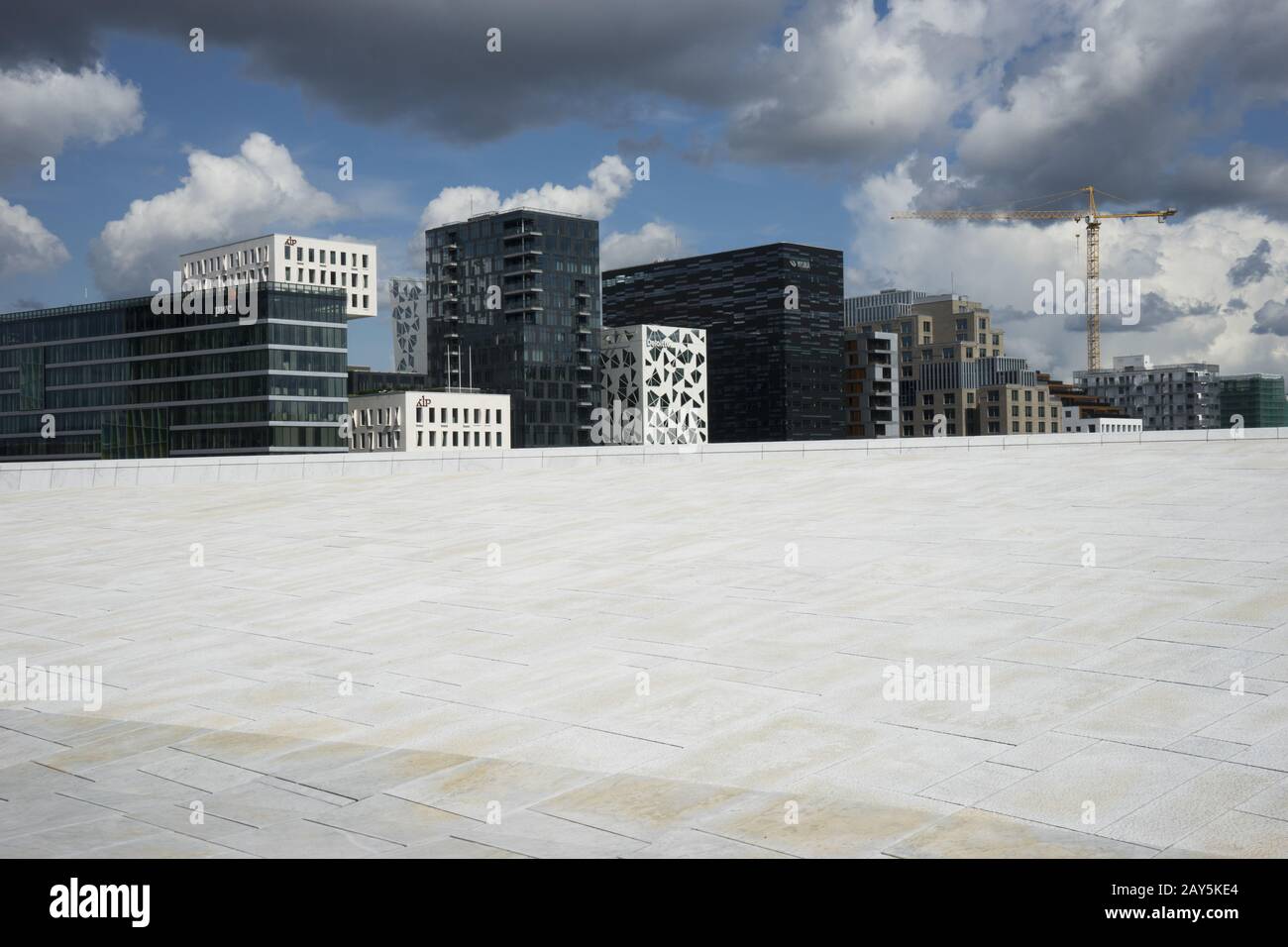 Opera House in Oslo with View to the Office Quarter Barcode Stock Photo ...