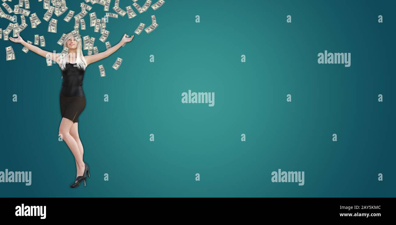 Woman Catching Falling Money High Resolution Stock Photography and ...