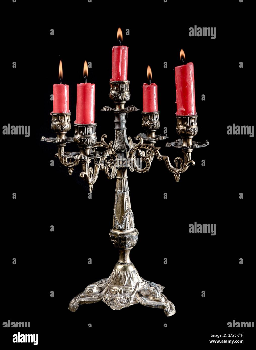 candlestick with burning candles Stock Photo - Alamy