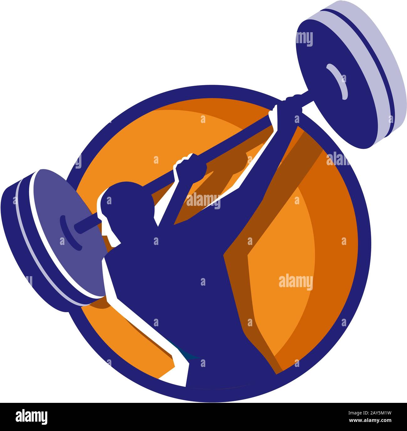 Weightlifter Swinging Barbell Rear Circle Retro Stock Photo - Alamy