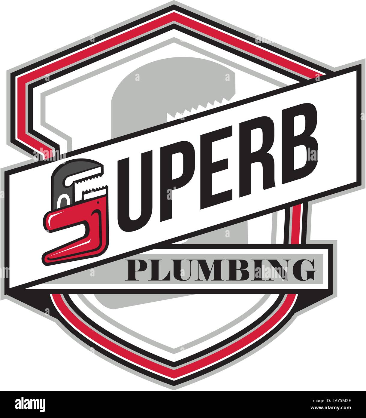 Superb Plumbing Shield Retro Stock Photo - Alamy