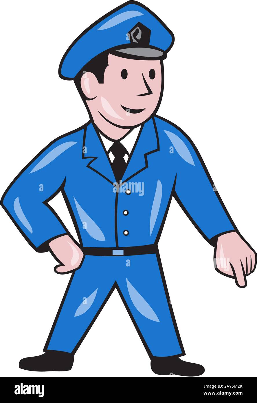 Police Officer Pointing Down Cartoon Stock Photo - Alamy