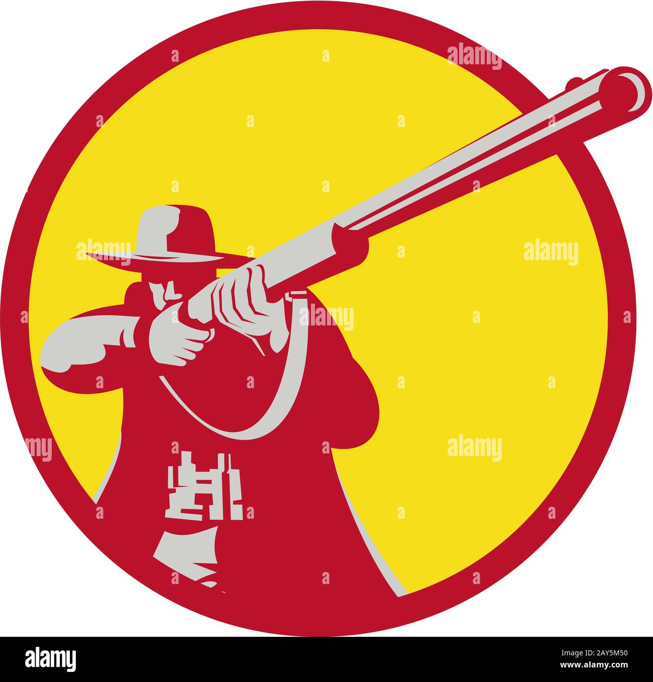 Hunter Aiming Shotgun Rifle Circle Retro Stock Photo - Alamy