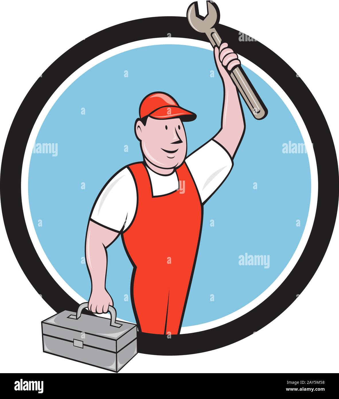 Mechanic Wrench Toolbox Circle Cartoon Stock Photo - Alamy