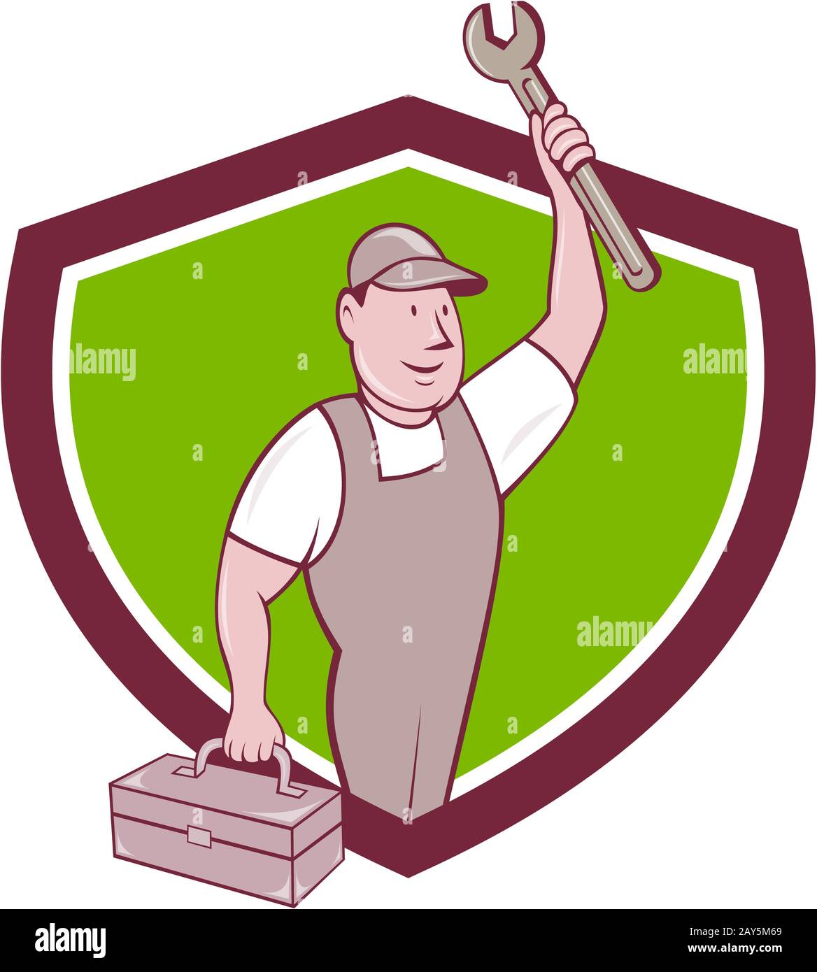 Mechanic Wrench Toolbox Crest Cartoon Stock Photo - Alamy