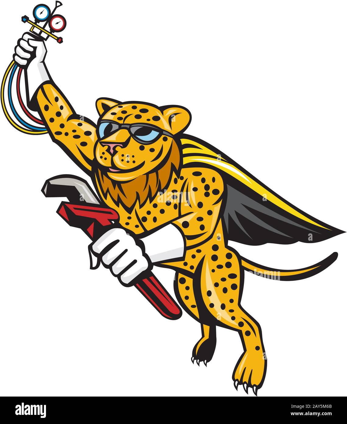 Refrigeration Mechanic Leopard Superhero Cartoon Stock Photo - Alamy