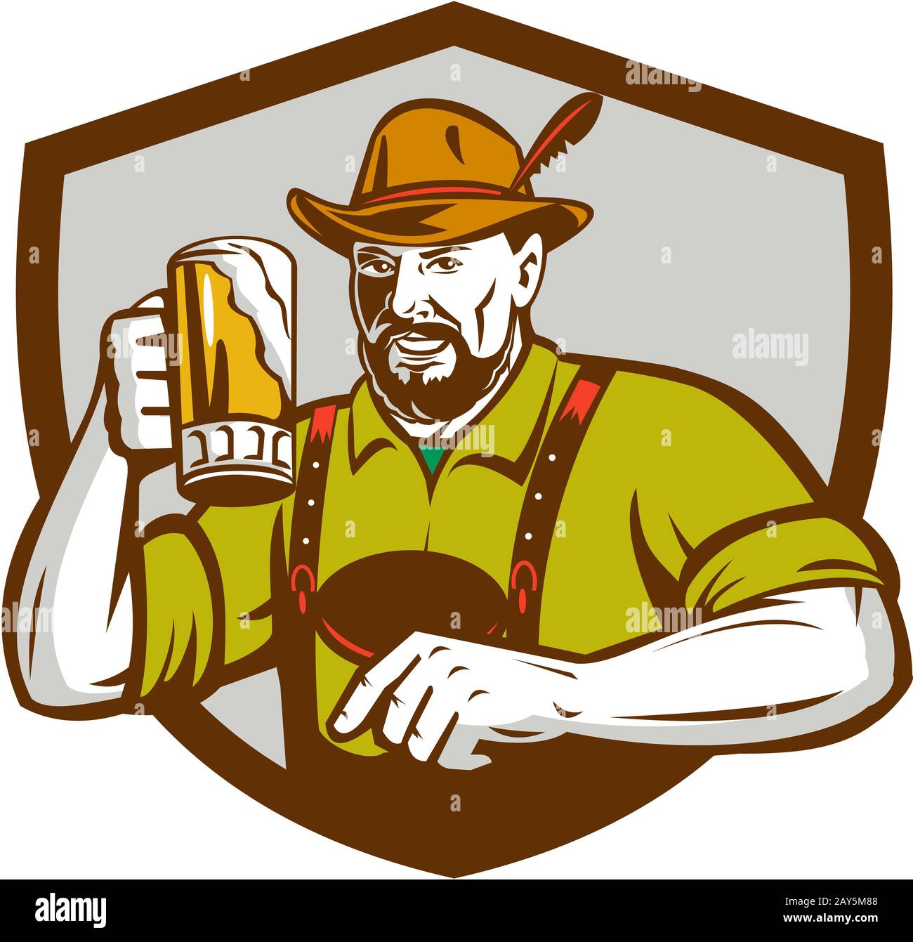 Oktoberfest Bavarian Beer Drinker Shield Retro Stock Photo - Alamy