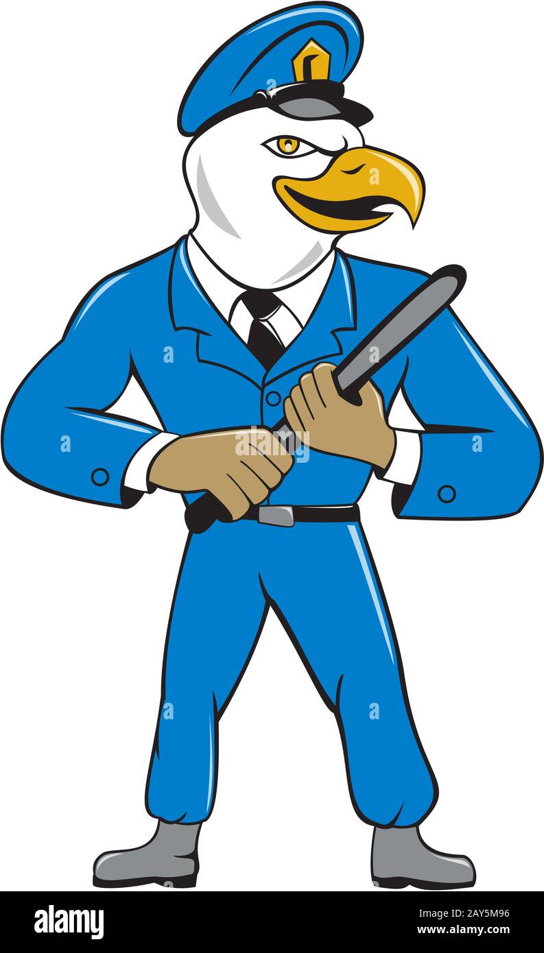 Bald Eagle Policeman Baton Cartoon Stock Photo - Alamy