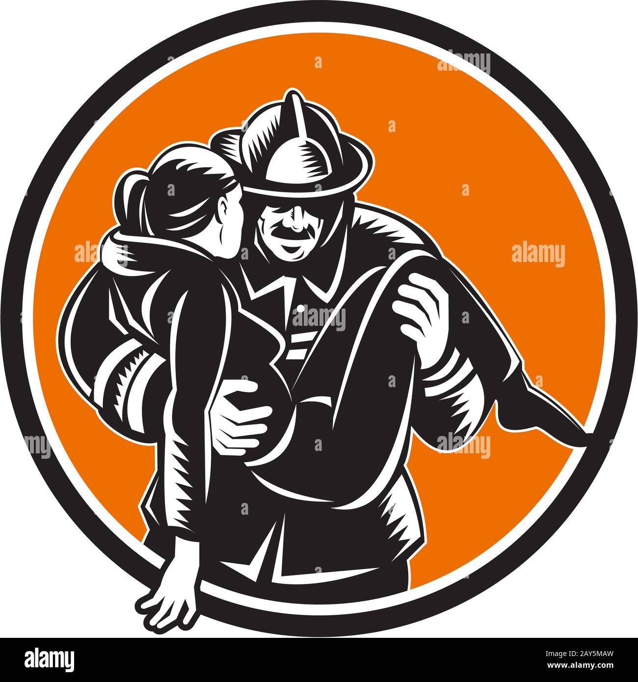 Illustration fireman fire fighter saving hi-res stock photography and ...