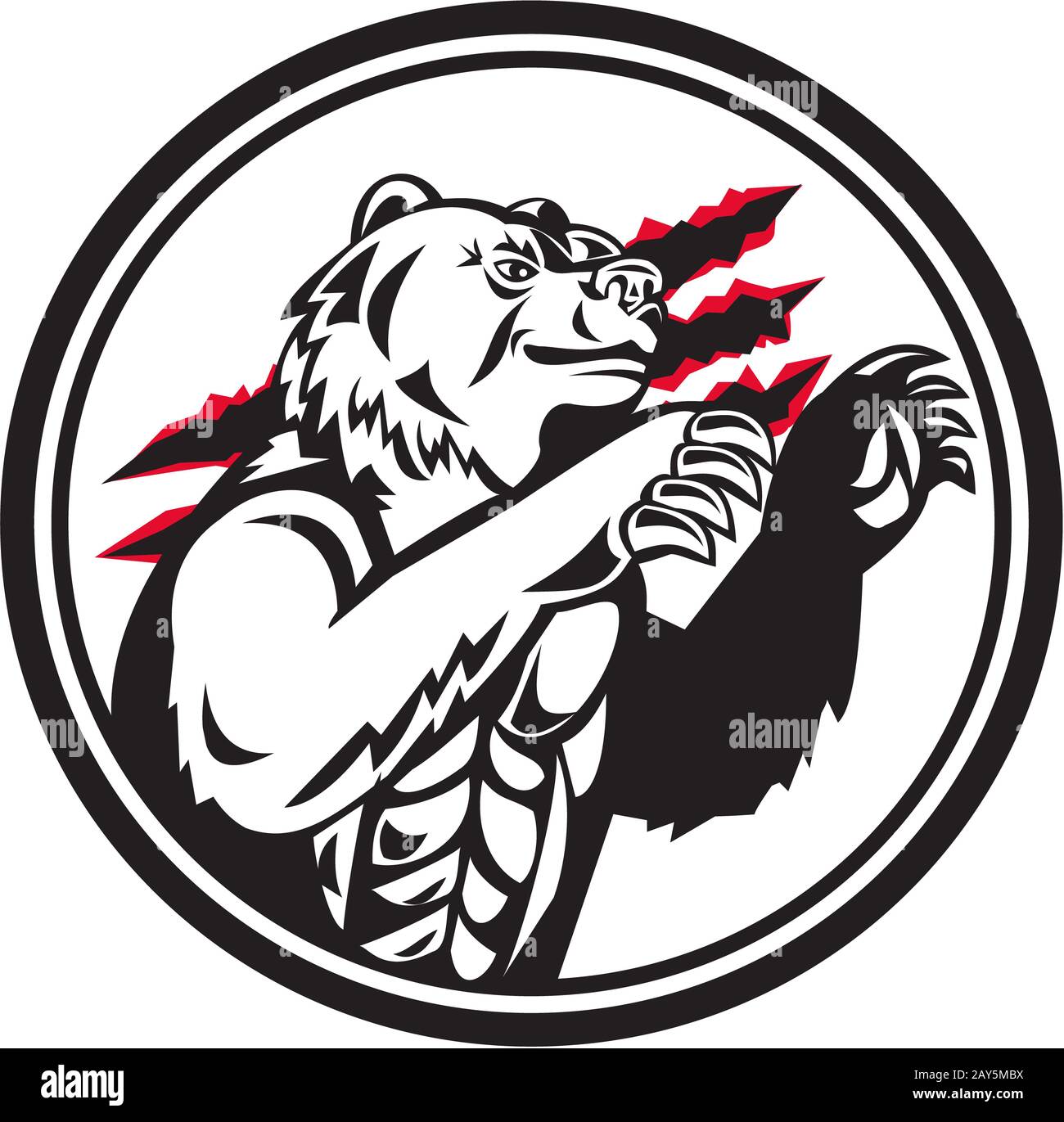California Grizzly Bear Smirk Paw Circle Retro Stock Photo - Alamy