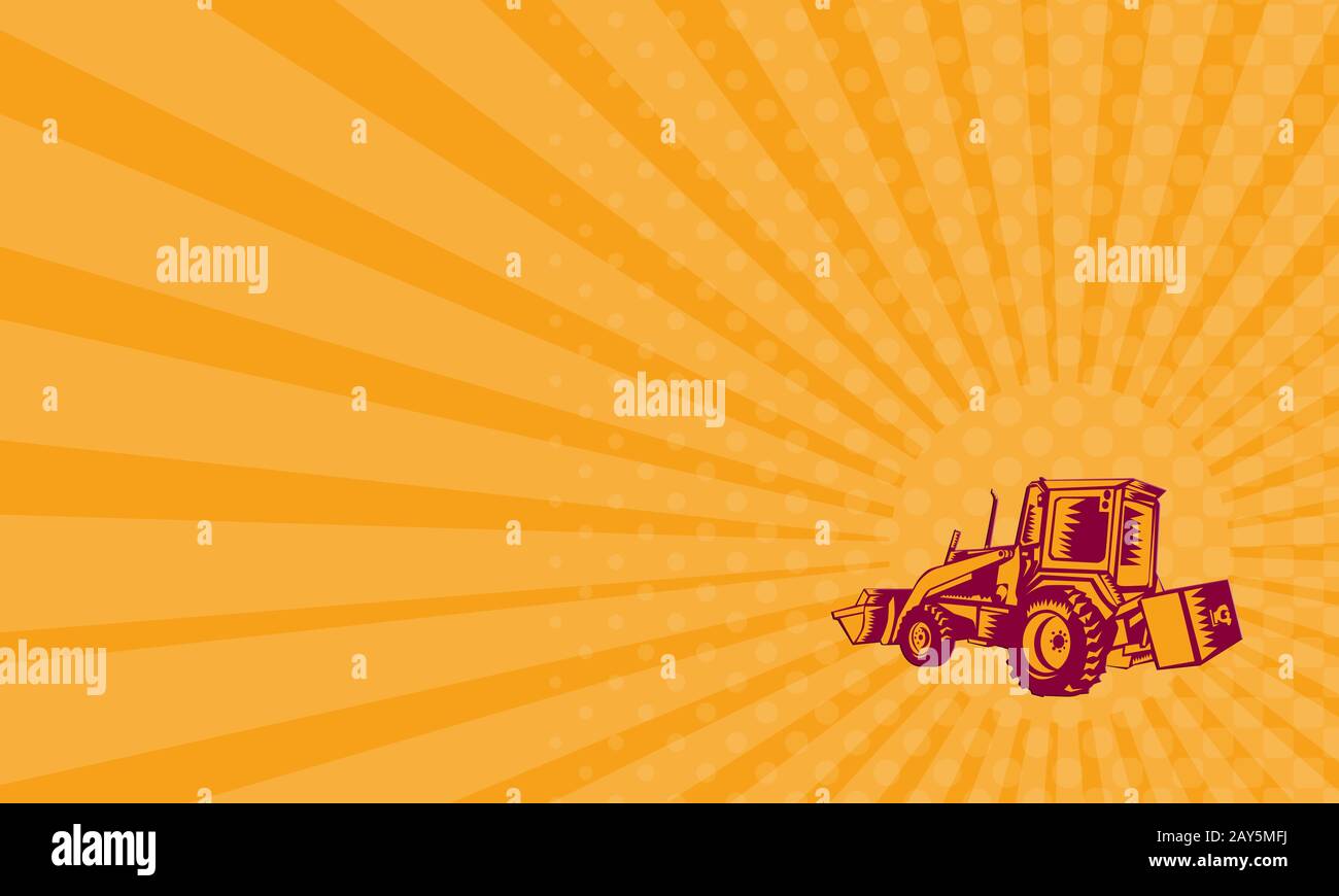 Business card Mechanical Digger Excavator Woodcut Stock Photo - Alamy