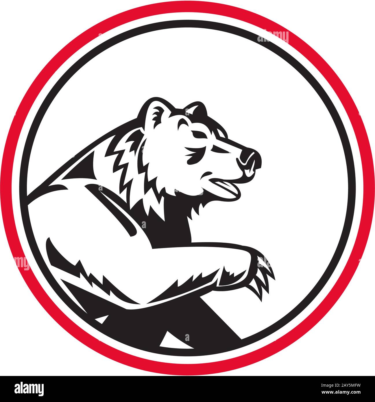 California Grizzly Bear Swipe Paw Circle Retro Stock Photo - Alamy