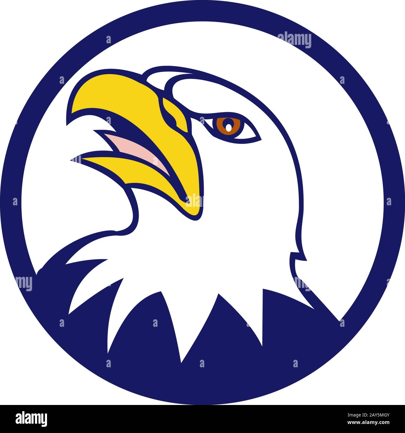 Bald Eagle Head Angry Looking Up Circle Cartoon Stock Photo - Alamy