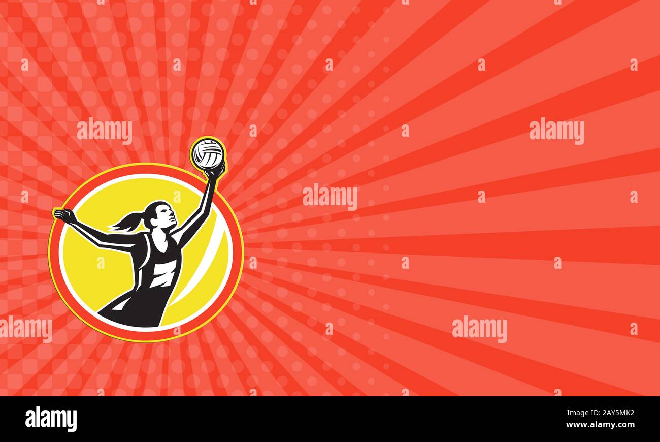 Business card Netball Player Catching Ball Retro Stock Photo - Alamy