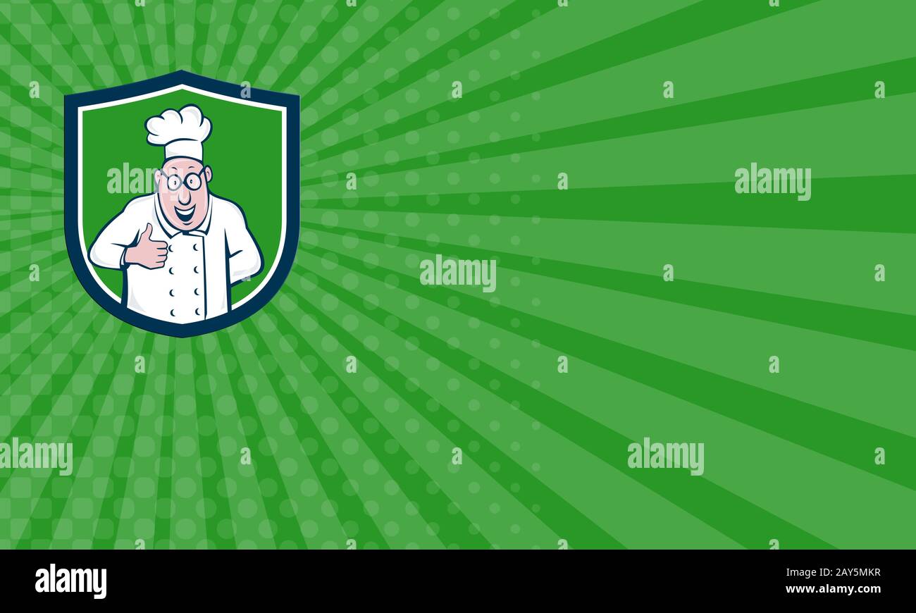 Business card Chef Cook Thumbs Up Crest Cartoon Stock Photo - Alamy