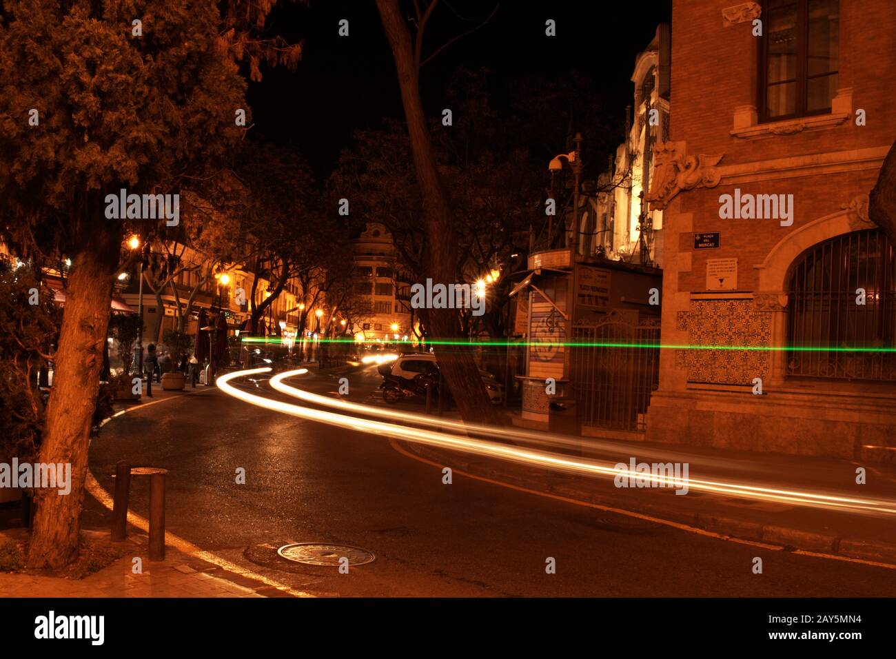 Midnight traffic in Valencia Spain Stock Photo - Alamy