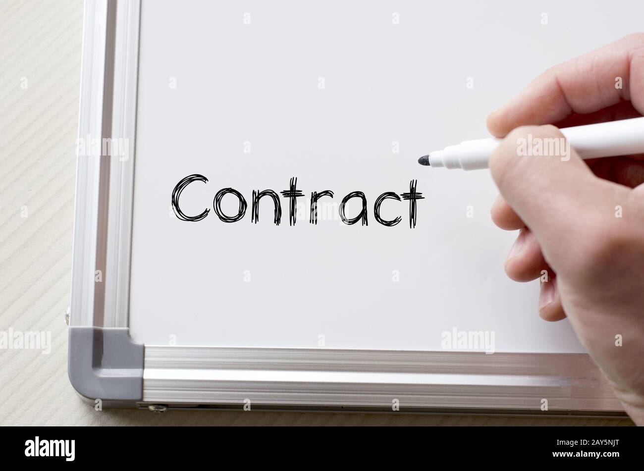 Contract written on whiteboard Stock Photo - Alamy