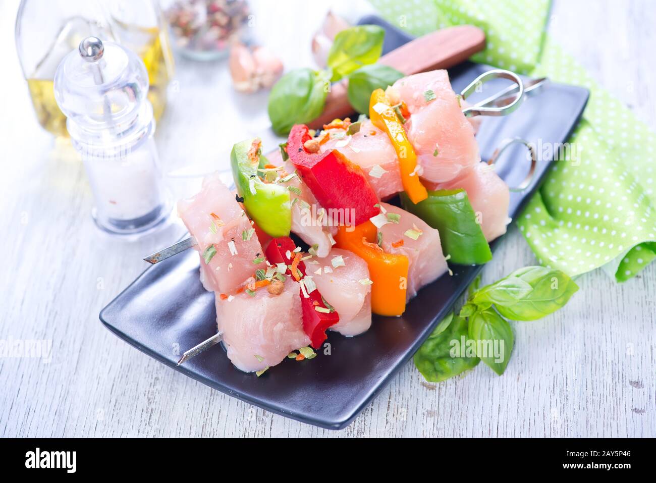 raw chicken kebab Stock Photo - Alamy