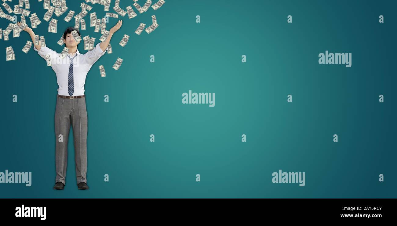 Asian man catching money falling hi-res stock photography and images ...