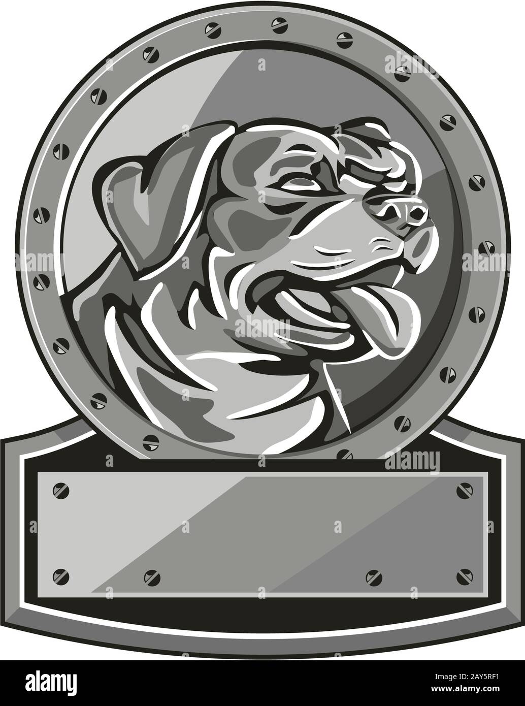 Rottweiler Guard Dog Shield Metallic Circle Retro Stock Photo - Alamy