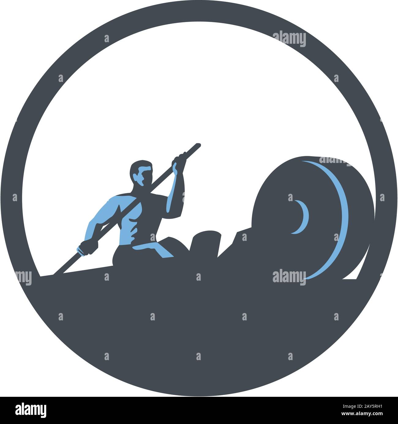 Rower Rowing Paddling Rowing Machine Circle Retro Stock Photo - Alamy