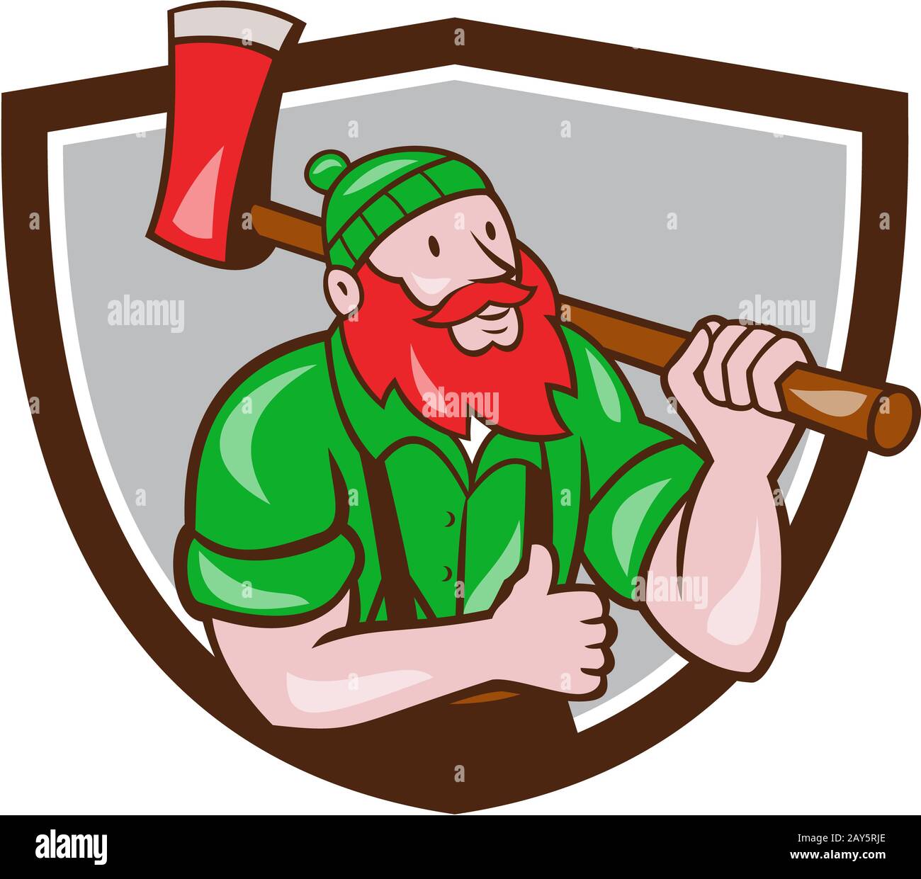 Paul Bunyan Lumberjack Axe Thumbs Up Crest Cartoon Stock Photo - Alamy