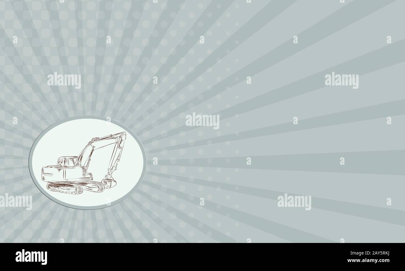 Business card Mechanical Digger Excavator Oval Etching Stock Photo - Alamy