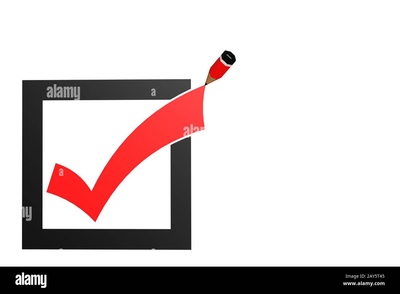 Check mark with pencil Stock Photo - Alamy