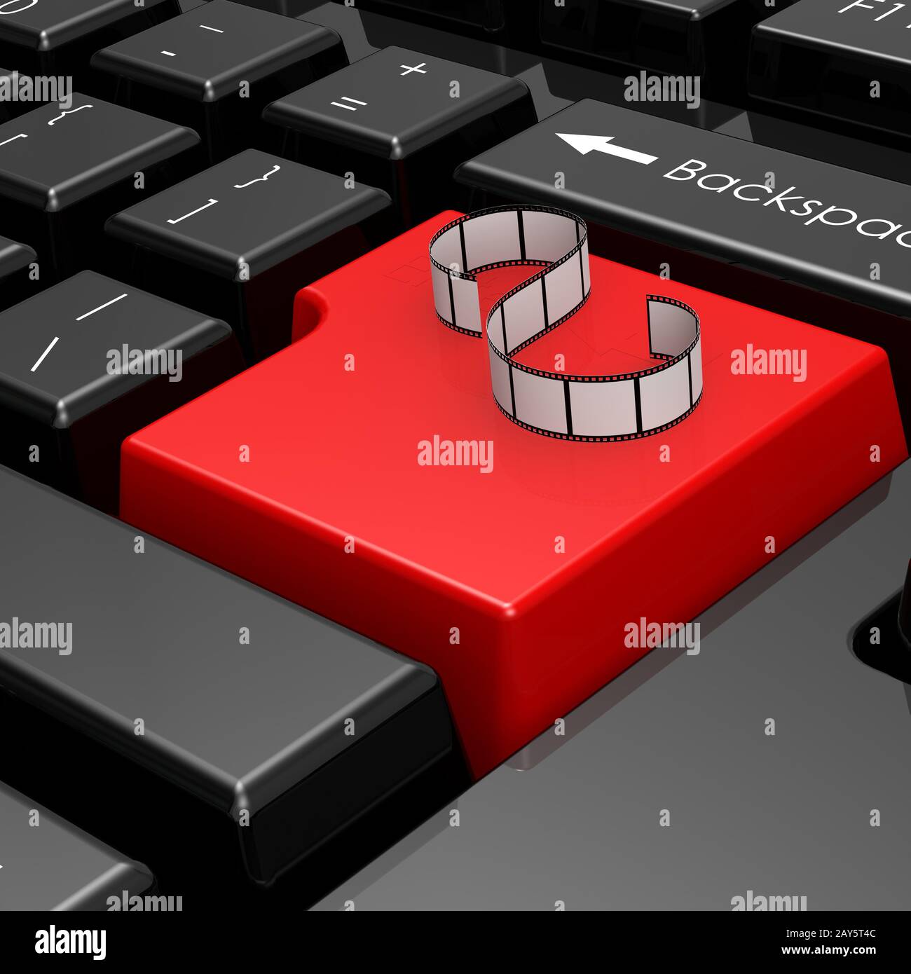 Film strip on red button of computer keyboard Stock Photo - Alamy