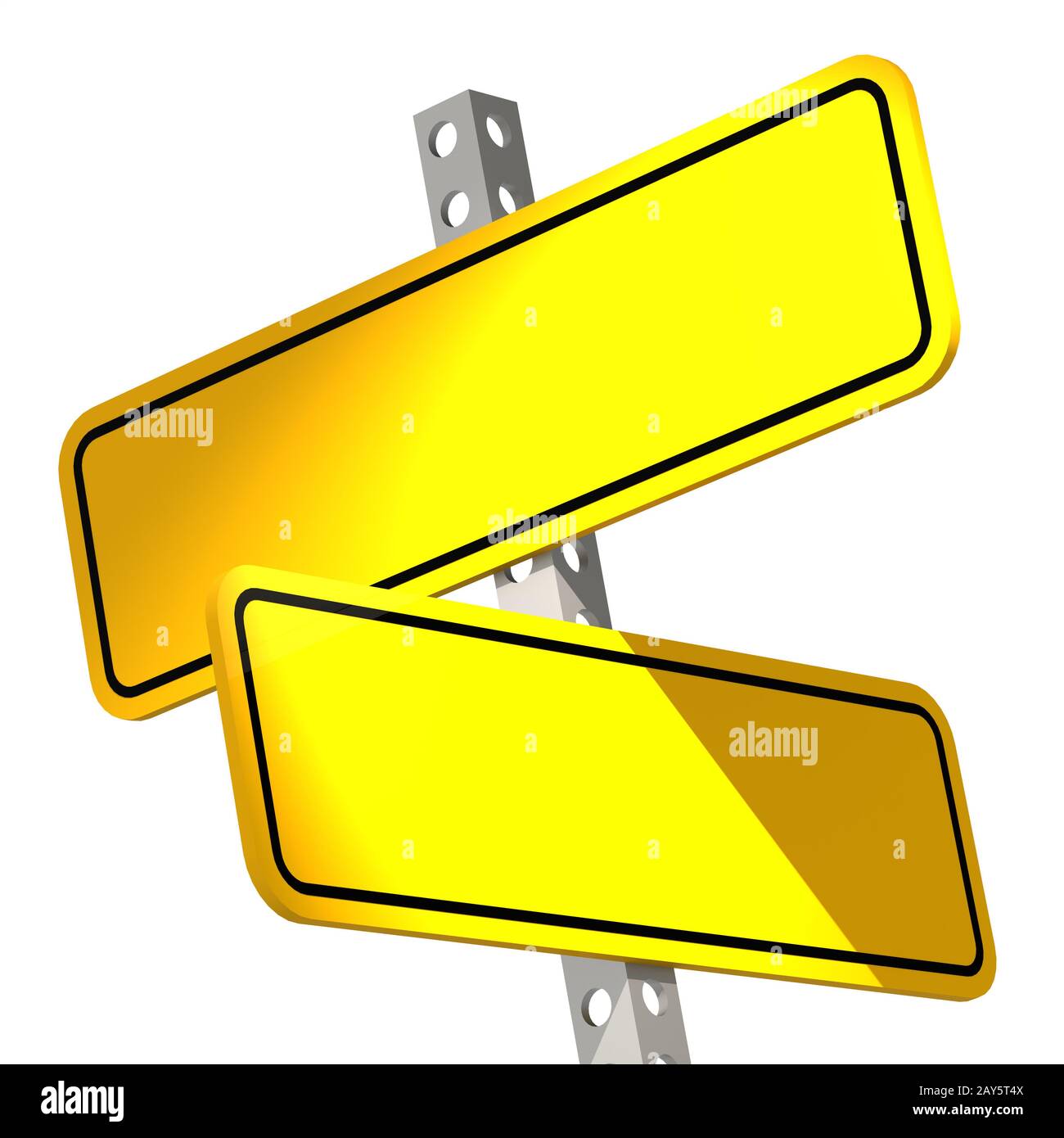 Yellow two road sign isolated Stock Photo - Alamy