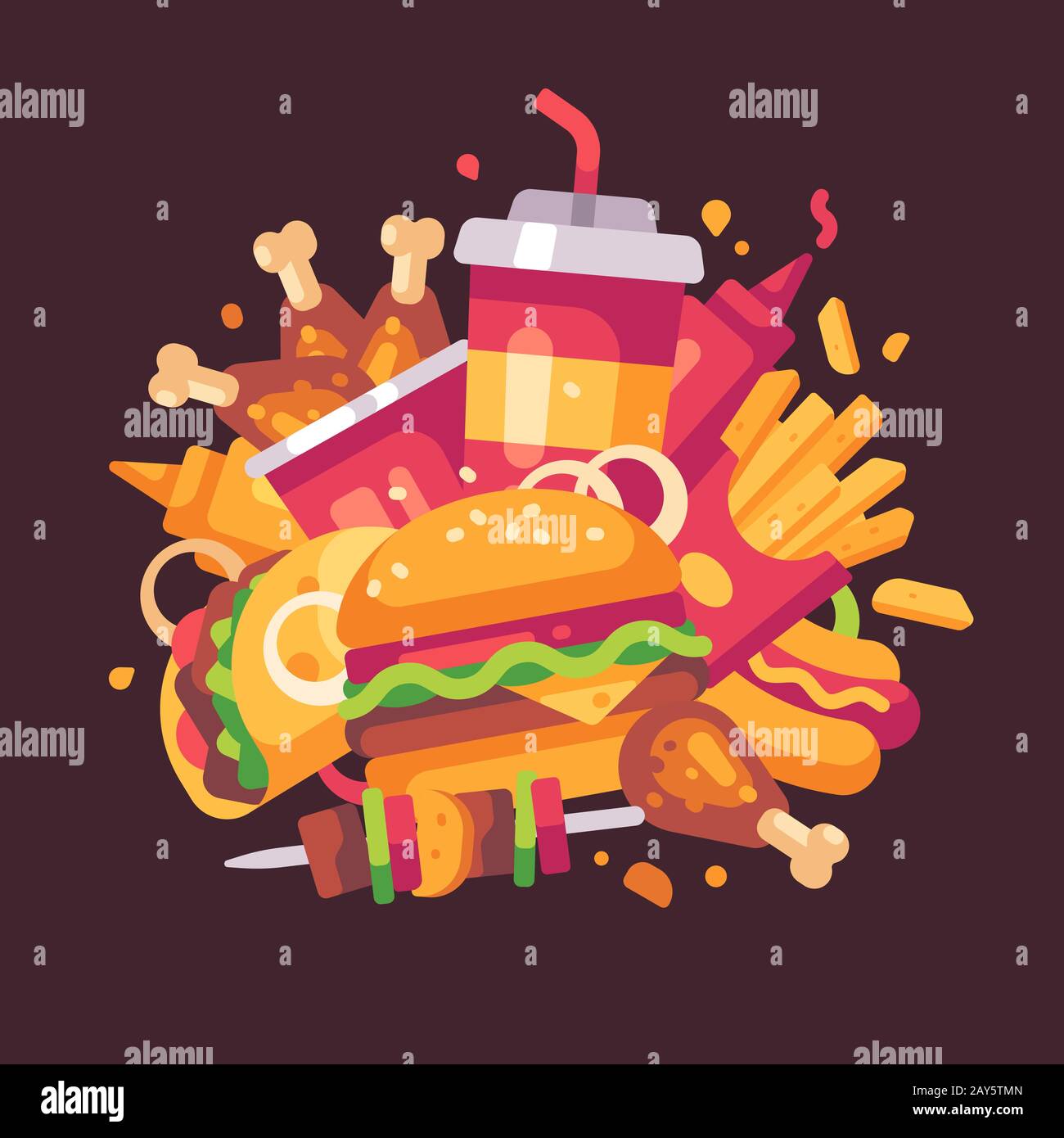 Fast food flat illustration Stock Vector Image & Art - Alamy